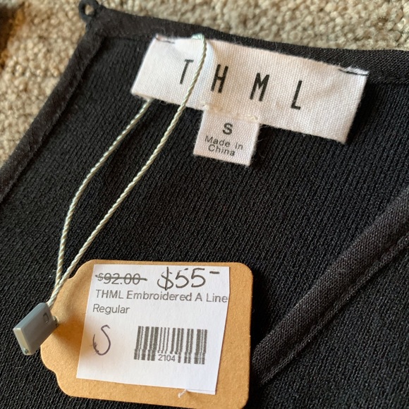 THML | Dresses | Thml Size Small Black Embroidered Floral Shift Shirt ...